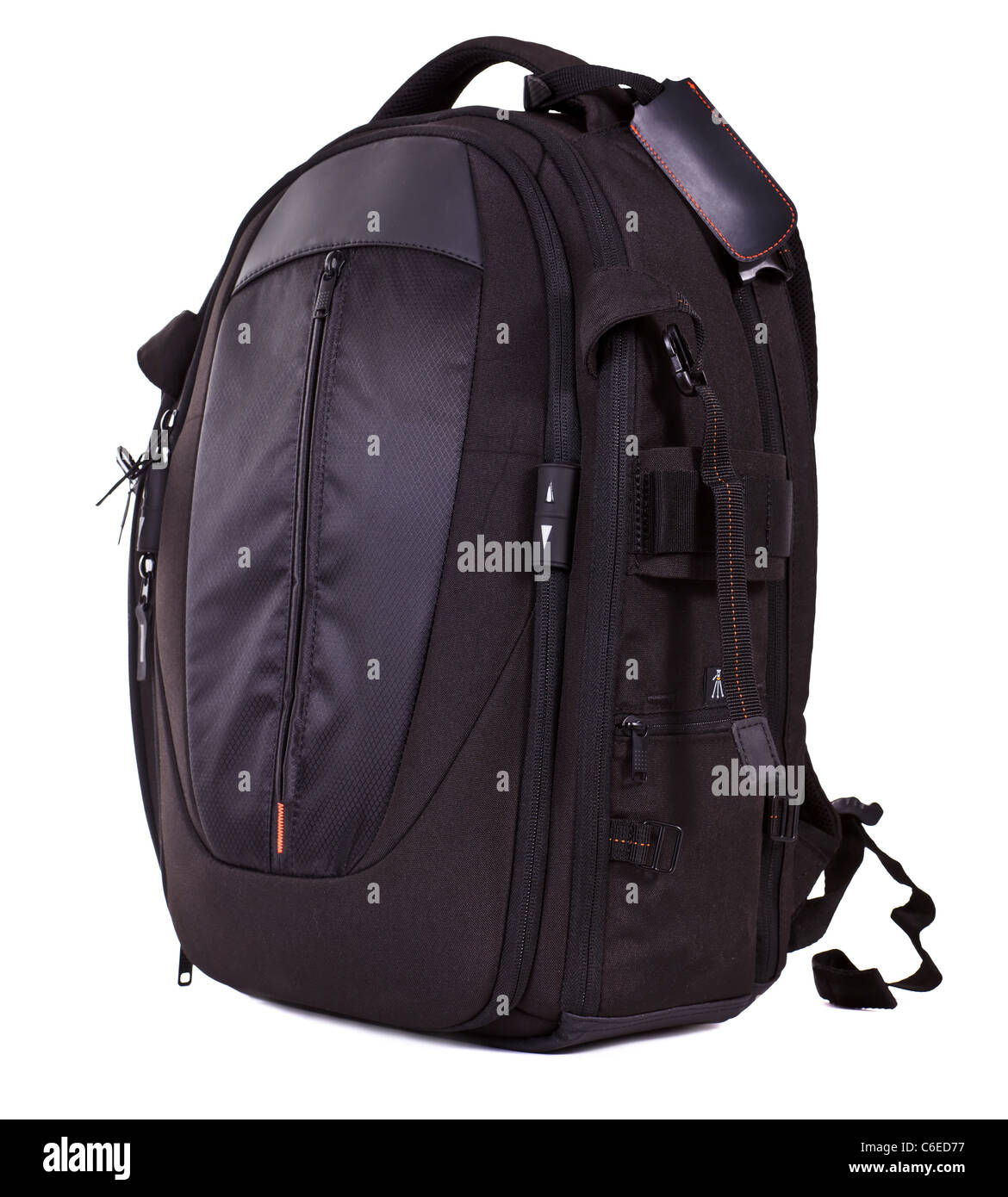 Black photo knapsack isolated on white background Stock Photo - Alamy