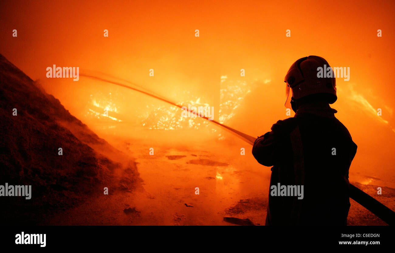 Large Factory fire . Burning wood chippings . West Midlands Fire ...