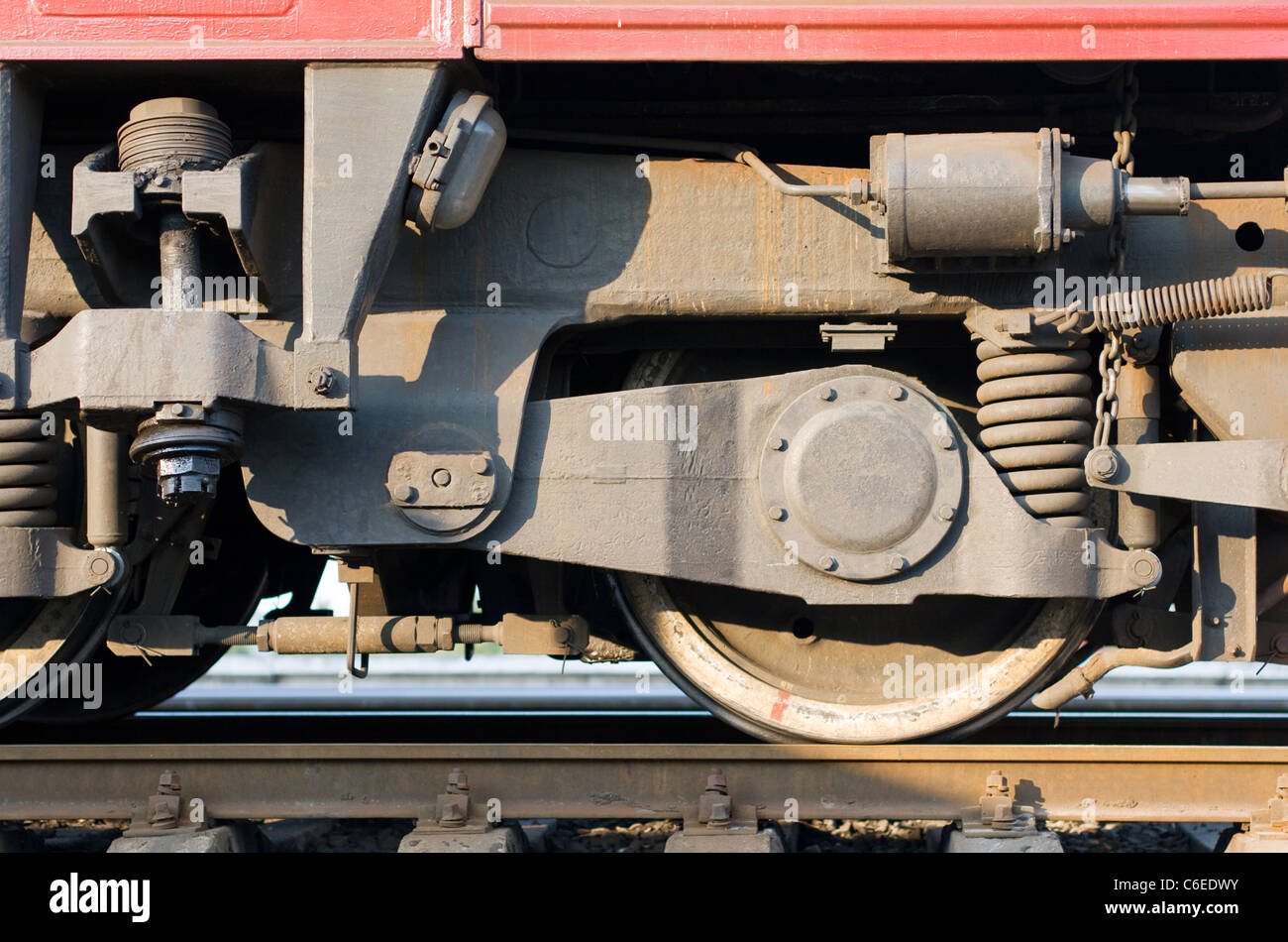 Train wheels on rails Stock Photo - Alamy