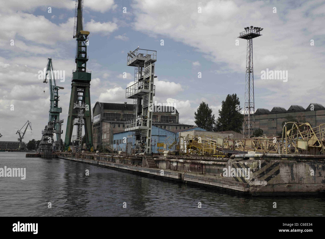 Famous shipyard with cranes and docks, Gdansk, Danzig Poland EU Stock ...