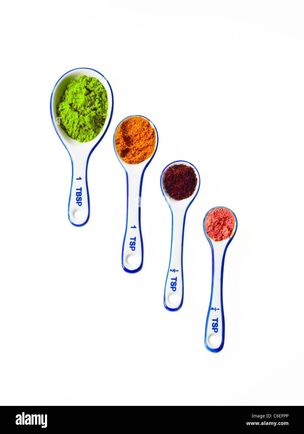 Studio shot of piles of spices on measuring spoons Stock Photo - Alamy