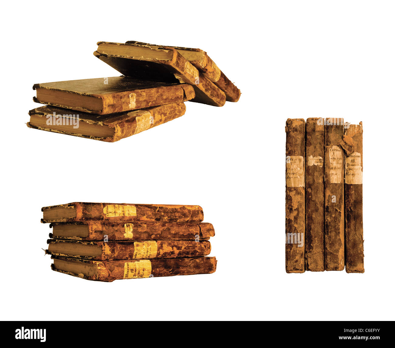 few old books in various forms on a white background Stock Photo - Alamy