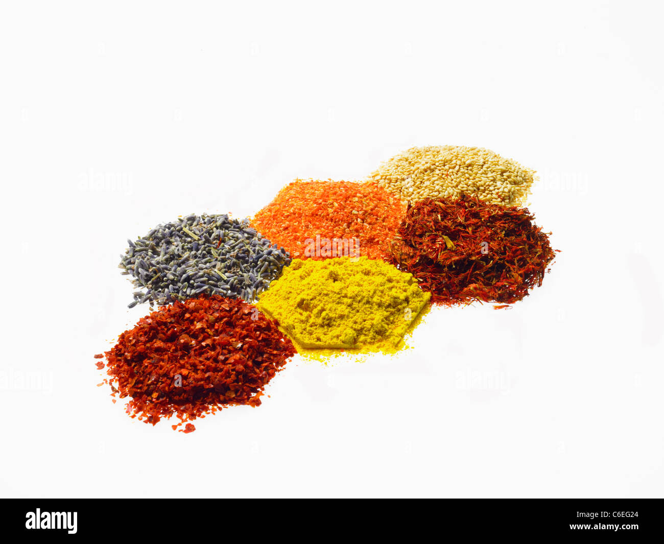 Studio shot of Piles of spice on white background Stock Photo - Alamy