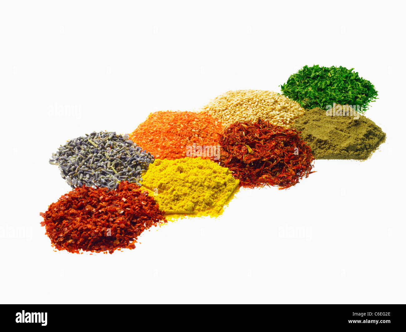 Studio shot of Piles of spice on white background Stock Photo - Alamy