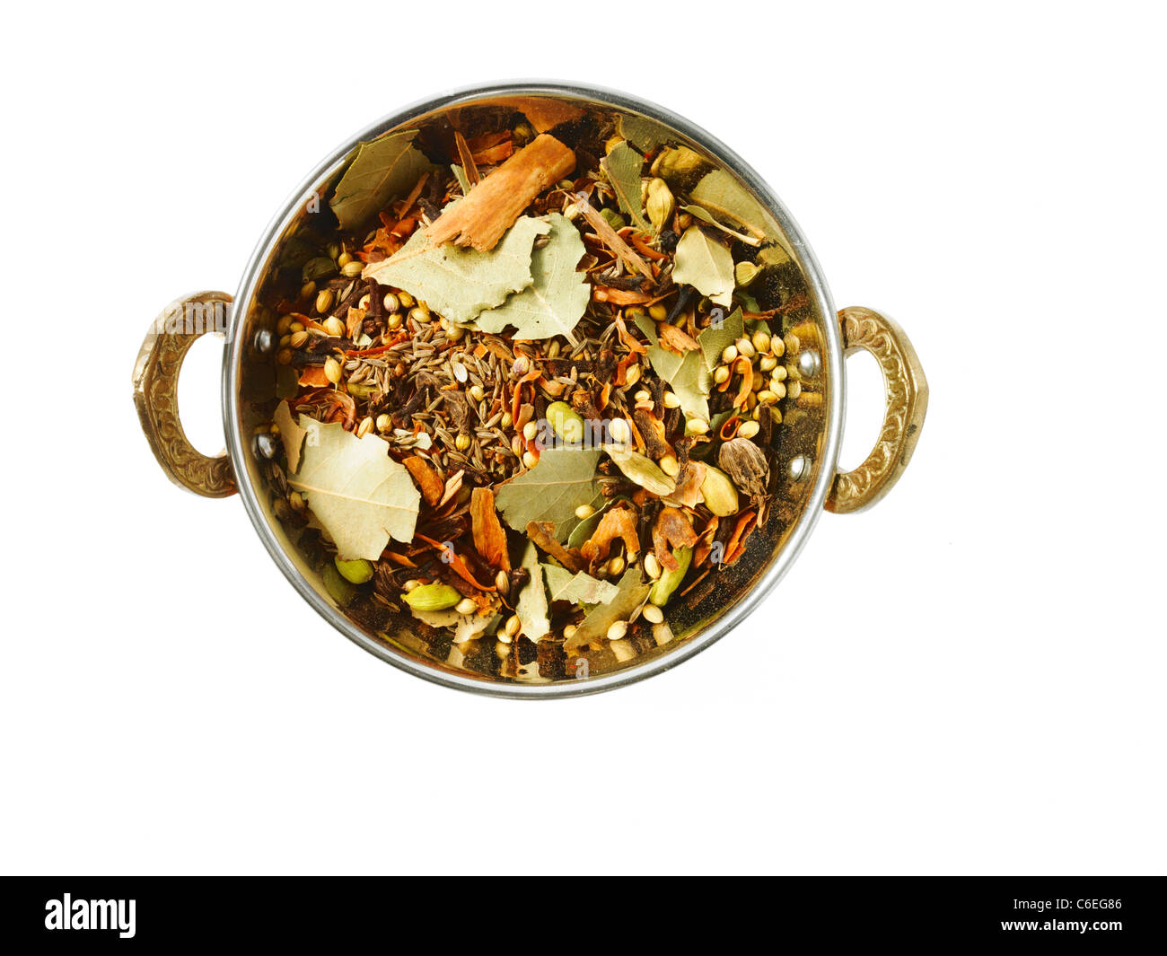 Studio shot of Indian Spices in pan on white background Stock Photo - Alamy