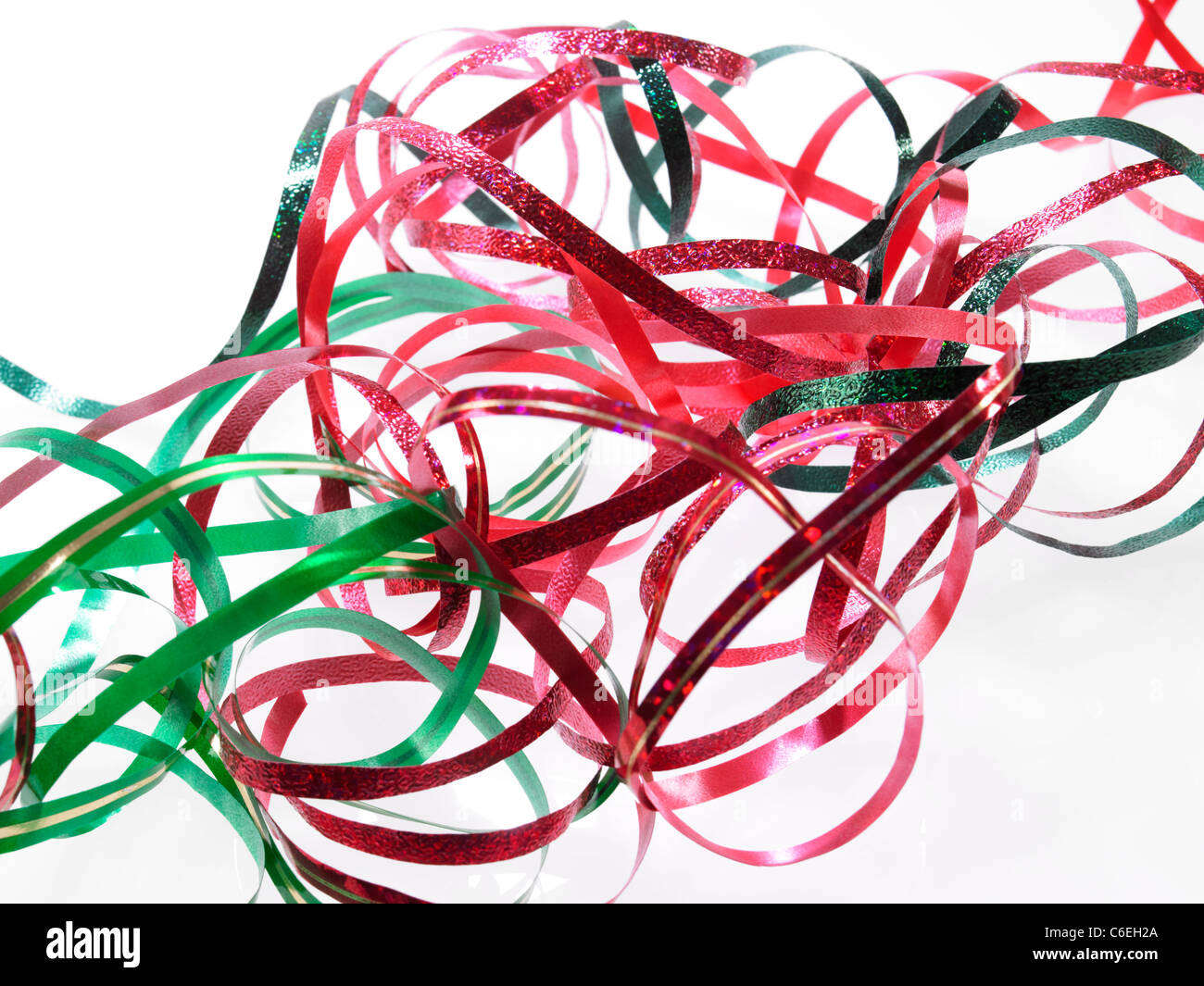 Studio shot of Red and Green Ribbon on white background Stock Photo - Alamy