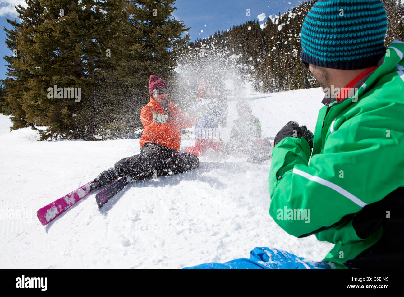 USA, Colorado, Telluride, Family skiing together Stock Photo - Alamy