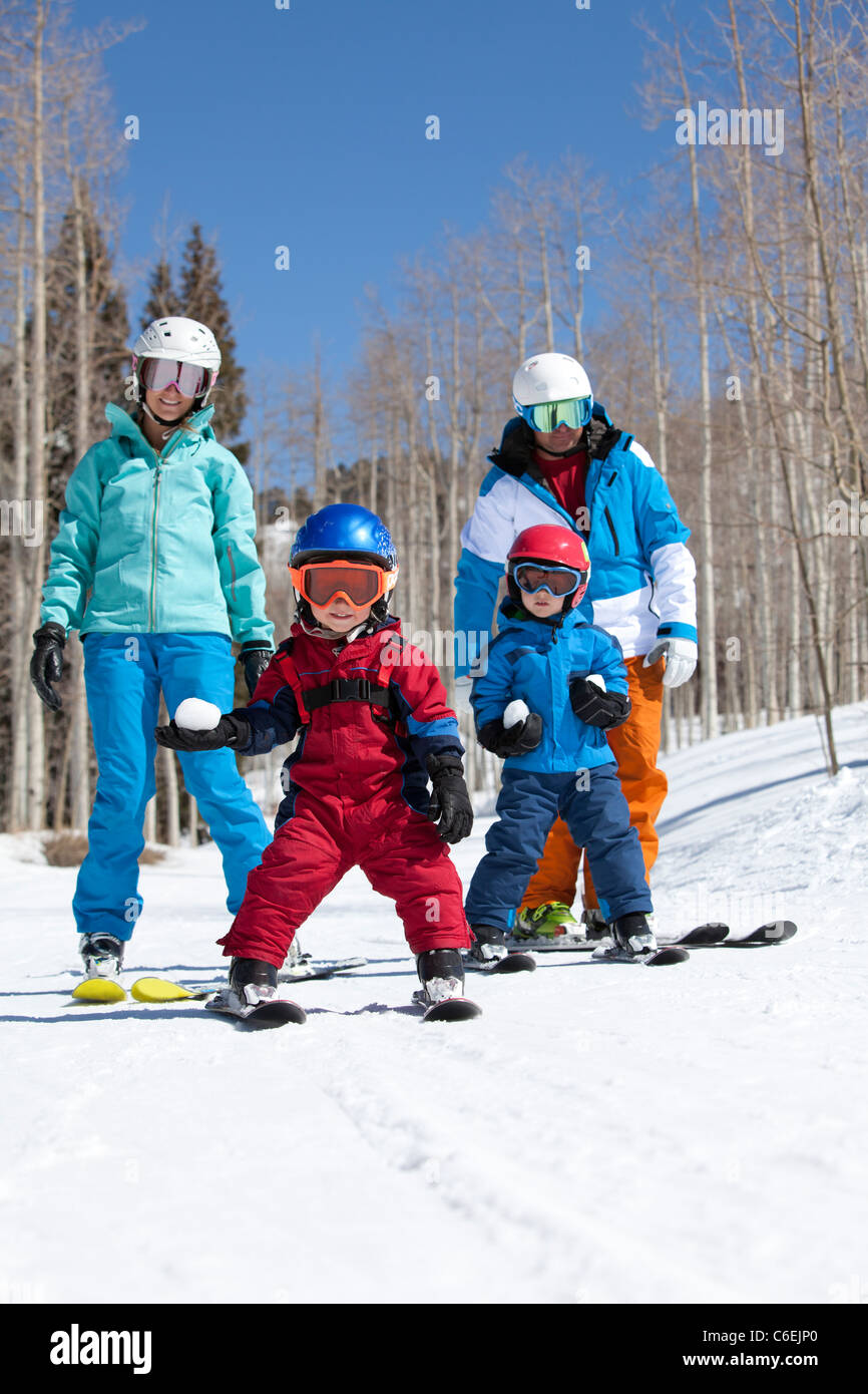 USA, Colorado, Telluride, Family skiing together Stock Photo - Alamy