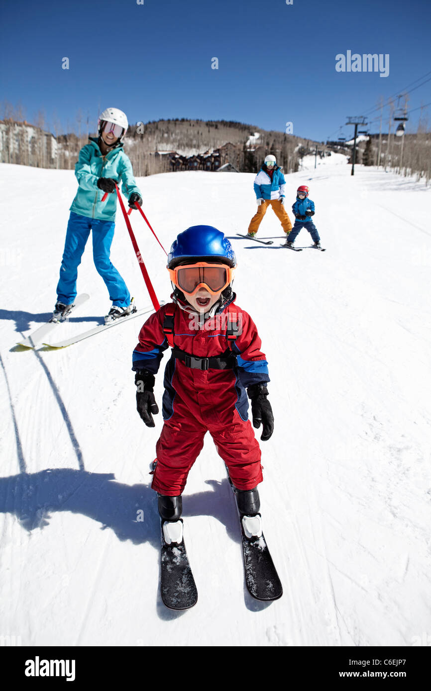 USA, Colorado, Telluride, Family skiing together Stock Photo - Alamy