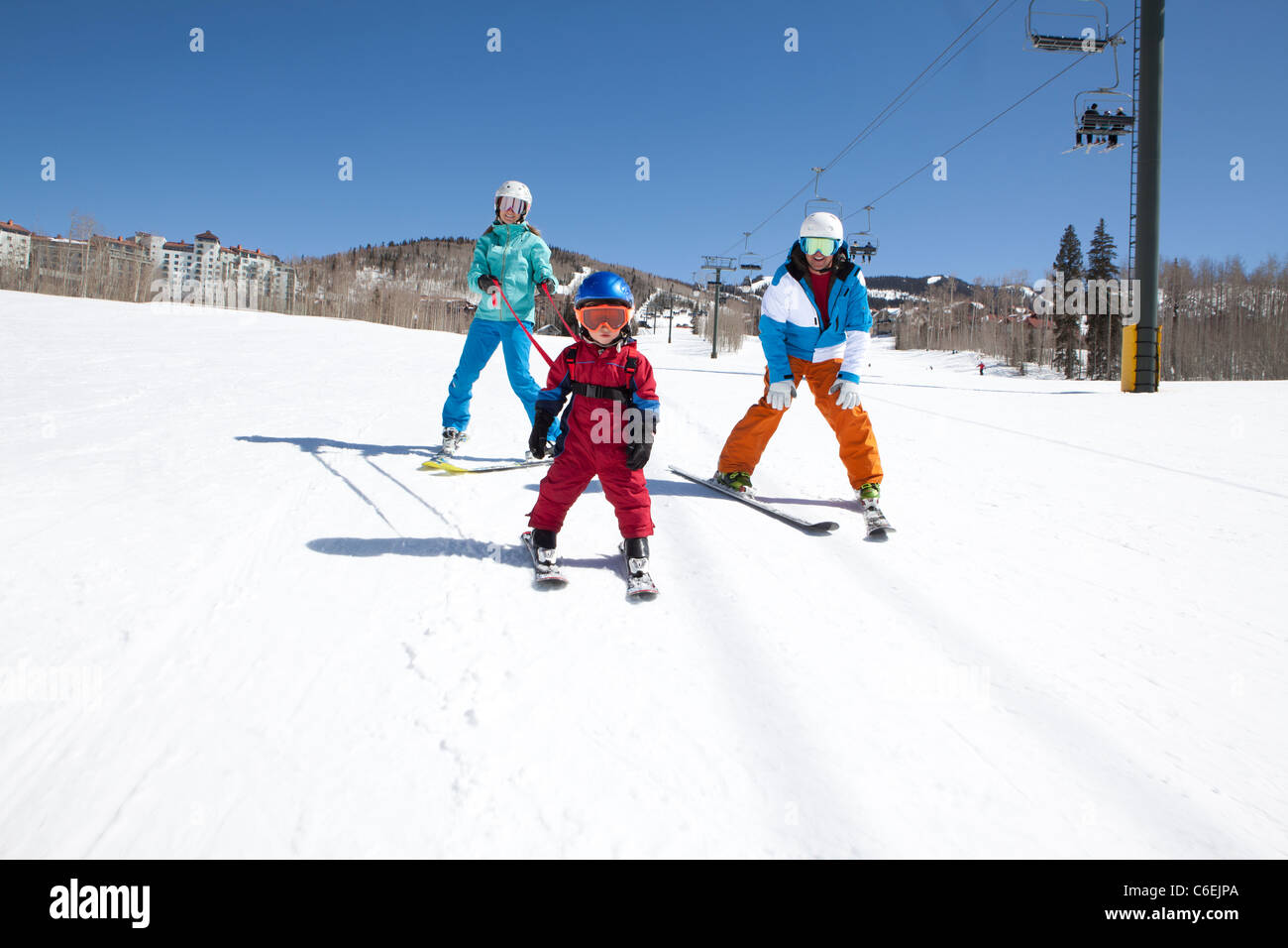 USA, Colorado, Telluride, Family skiing together Stock Photo - Alamy