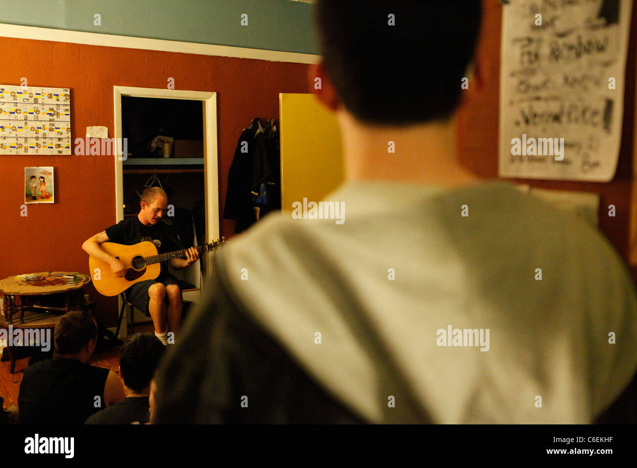 Mitch Duncan plays house acoustic punk show in Bloomington Stock Photo ...