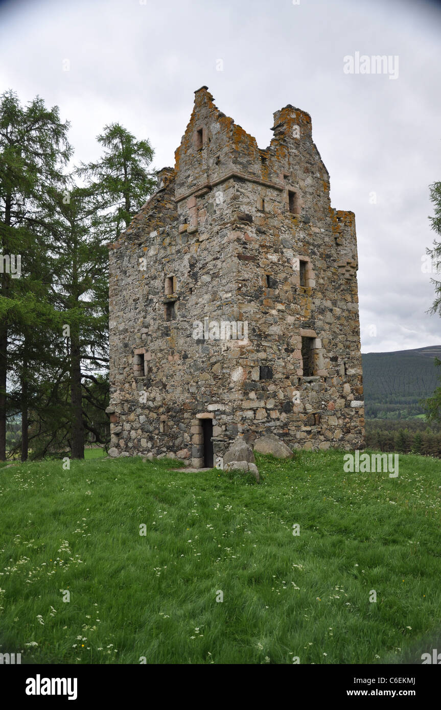 Derelict Scottish Tower Castle. Knock Castle, Ballater, Royal Deeside ...