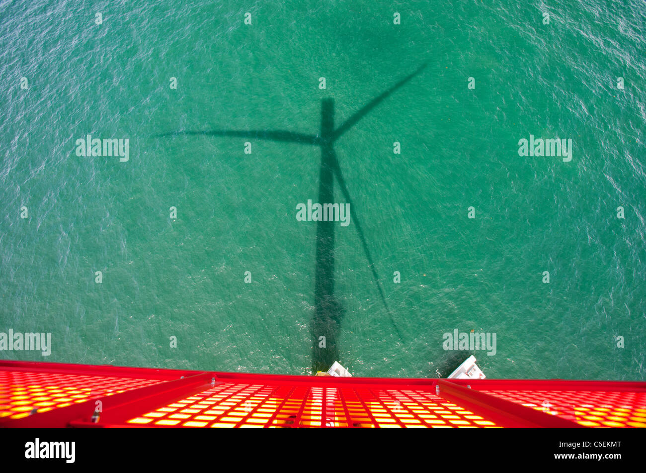 The view from the heli pad on top of a 300 foot high wind turbine in ...