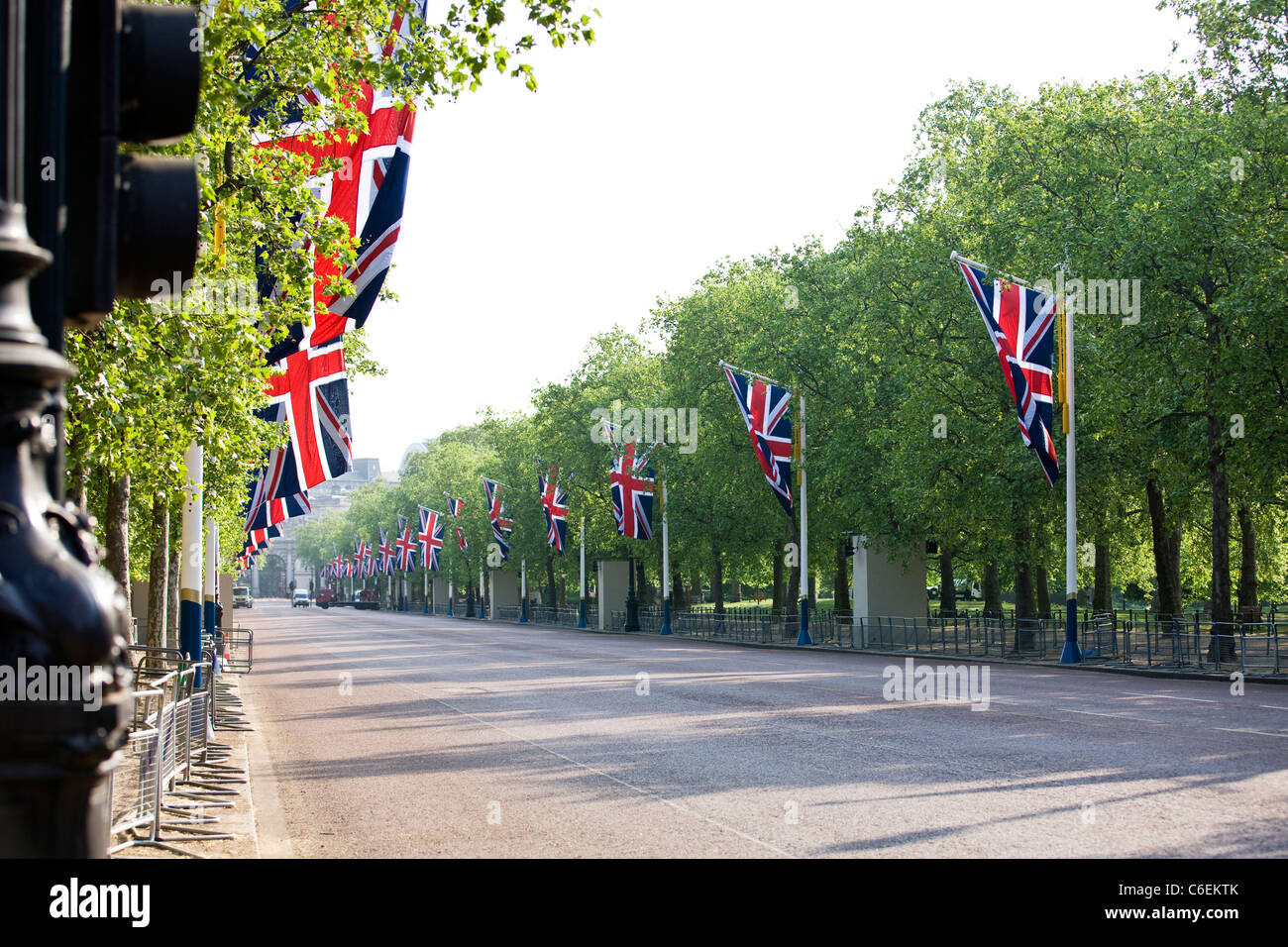 Union jack flags hanging on The Mall, London Stock Photo - Alamy