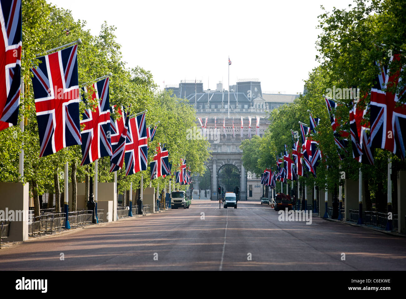 Union jack flags hanging on The Mall, London Stock Photo - Alamy
