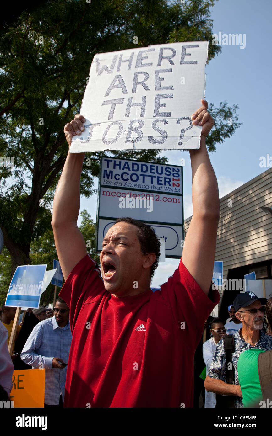 Jobs Picket at Congressman's Office Stock Photo - Alamy