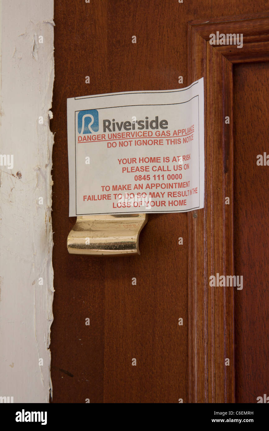 Gas Safety Check Notice Urgent Notice Danger Warning Leaflet Stock ...