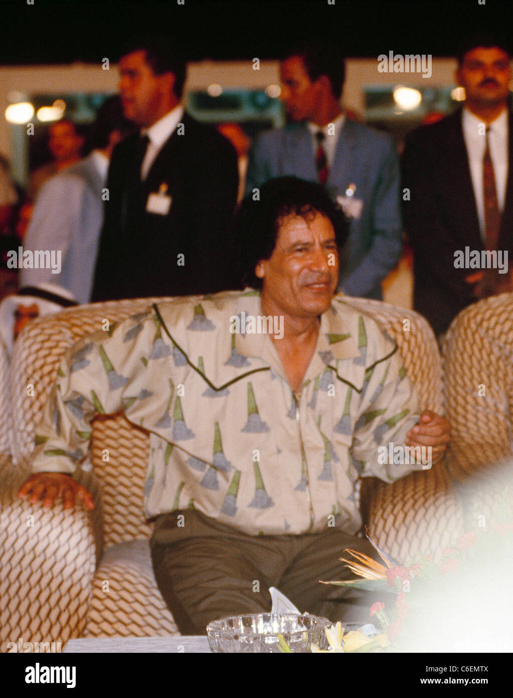 Libyan Col Muammar Gaddhafi speaks in Benghazi marking the opening of ...