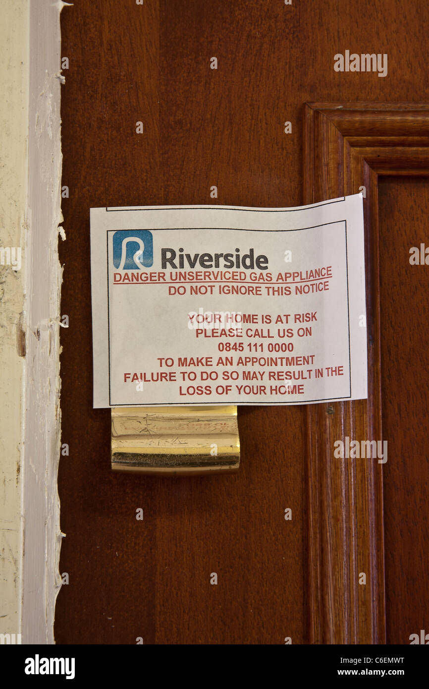 Gas Safety Check Notice Urgent Notice Danger Warning Leaflet Stock ...