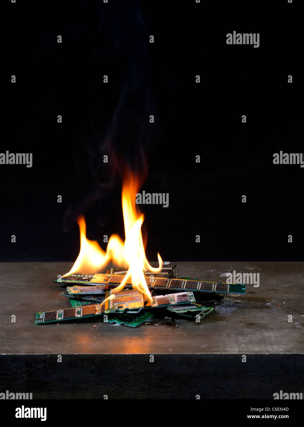 burning RAM with flames in black background Stock Photo - Alamy