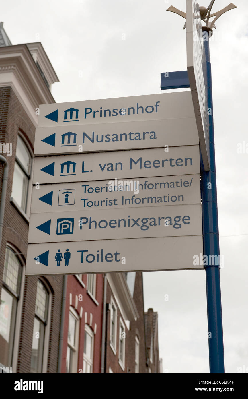 Tourist Directions Sign Delft Holland Netherlands Europe Stock Photo ...