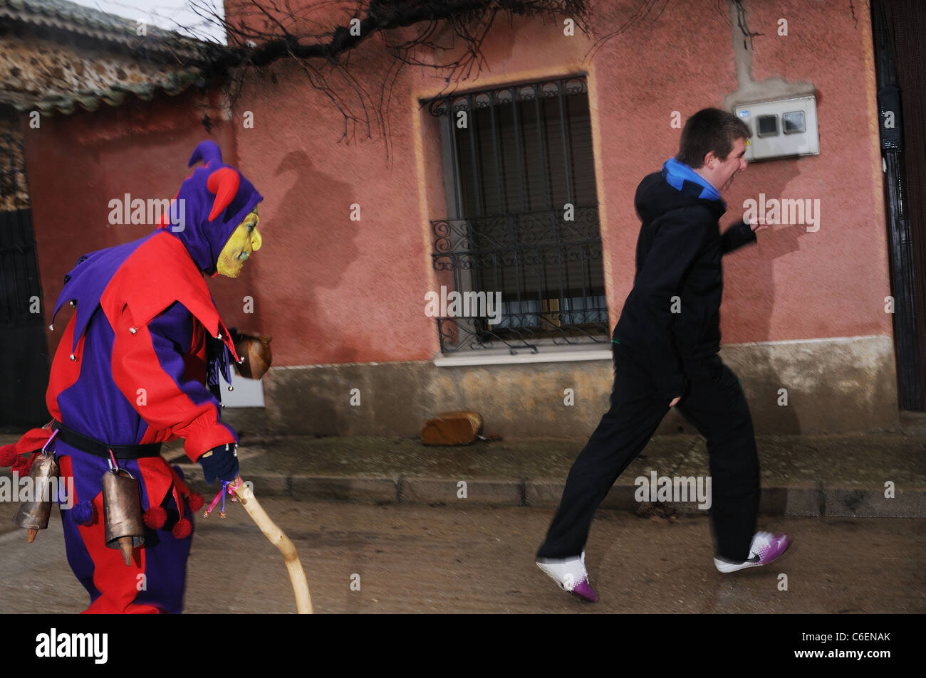 Mask " La Botarga " Asking for alms in RAZBONA Guadalajara . SPAIN ...