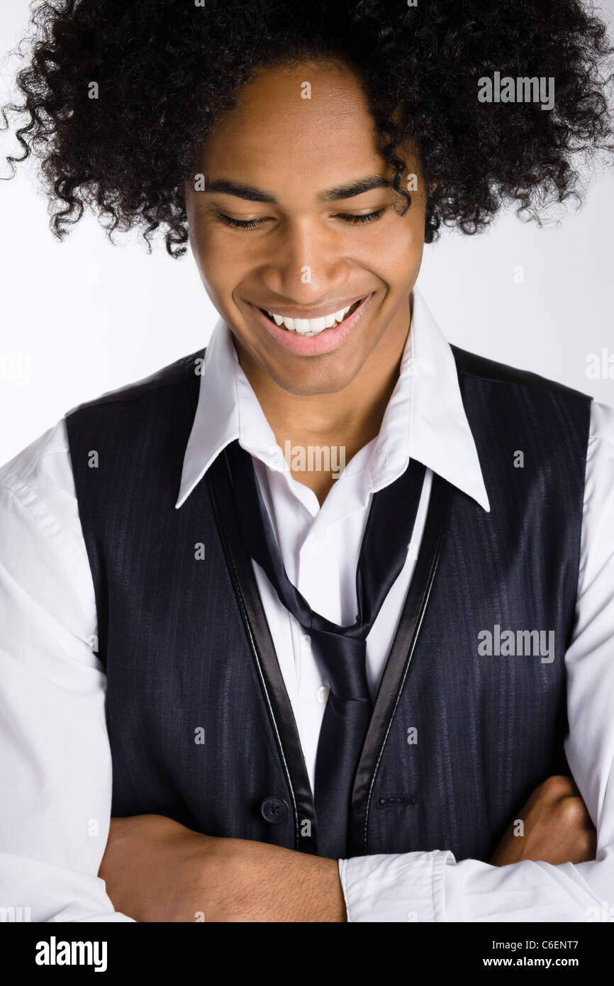 Smiling mixed race man with arms crossed Stock Photo - Alamy Smiling mixed race man with arms crossed Stock Photo - Alamy