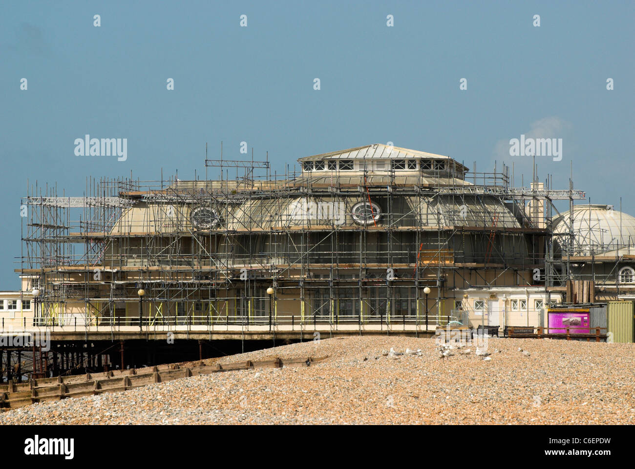 Scaffolding on the pier at a tourist resort on the South Coast of ...
