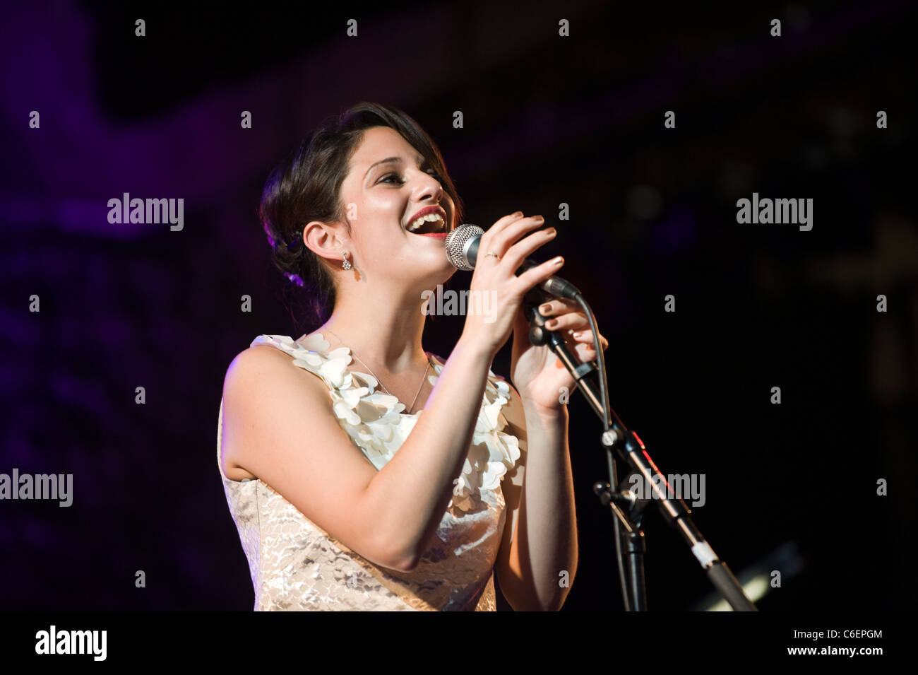 Singer vocalist Sara Mitra performing at Brecon Jazz Festival 2011 ...