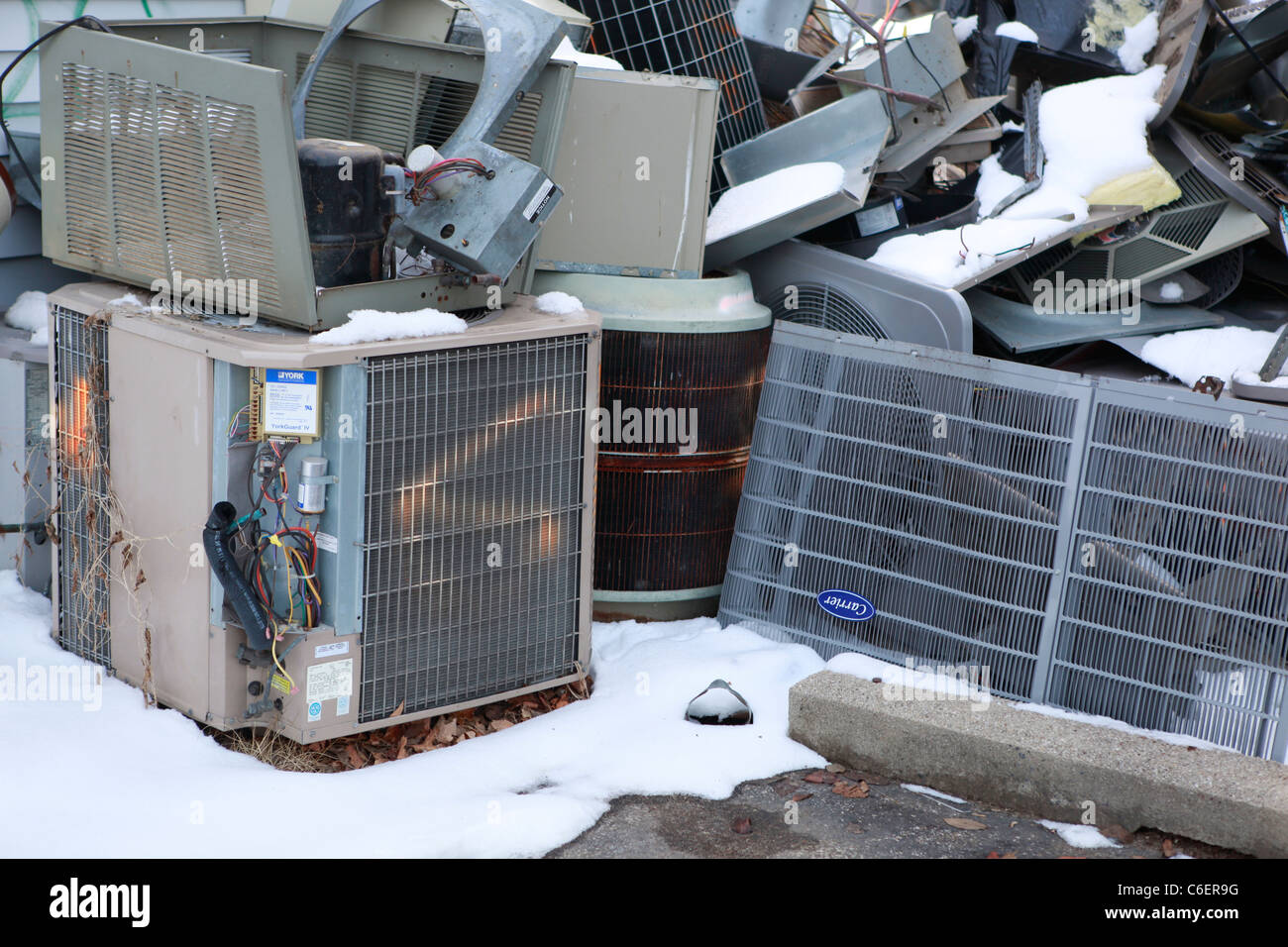 Downtown Bloomington Indiana broken air conditioners recycling Stock ...