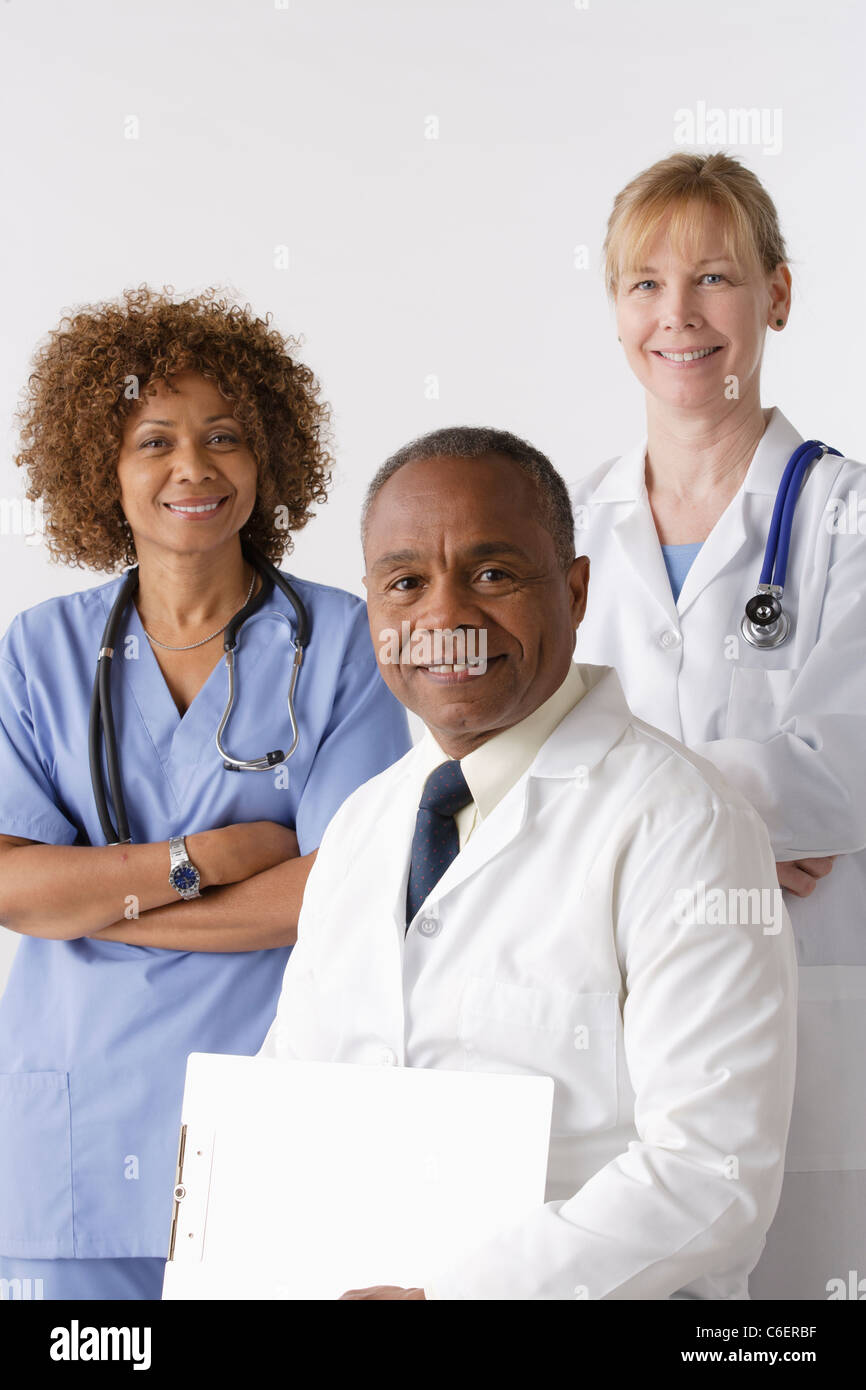 Portrait of three medical professionals, studio shot Stock Photo - Alamy