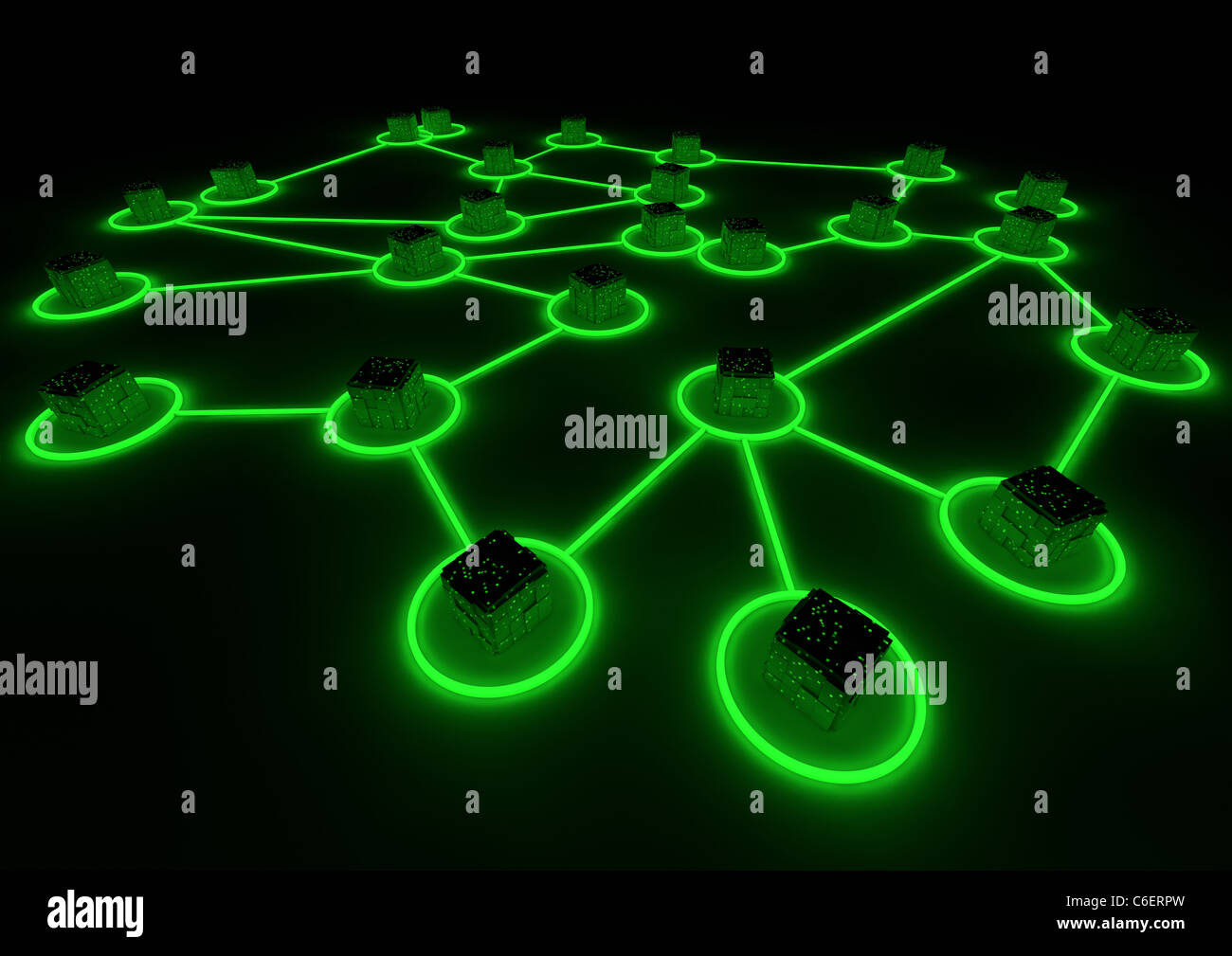 render of a high-tech network of connected cubes Stock Photo - Alamy