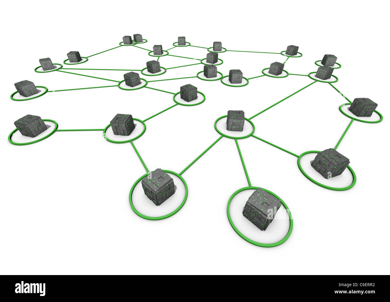 render of a high-tech network of connected cubes Stock Photo - Alamy