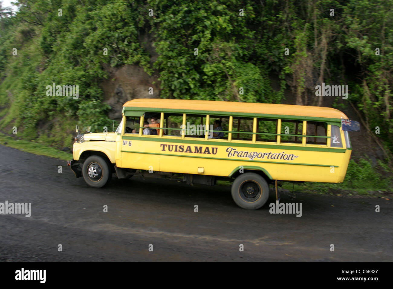 Colorful Samoan public bus. Luatuanuu, Atua, Upolu, Western Samoa ...