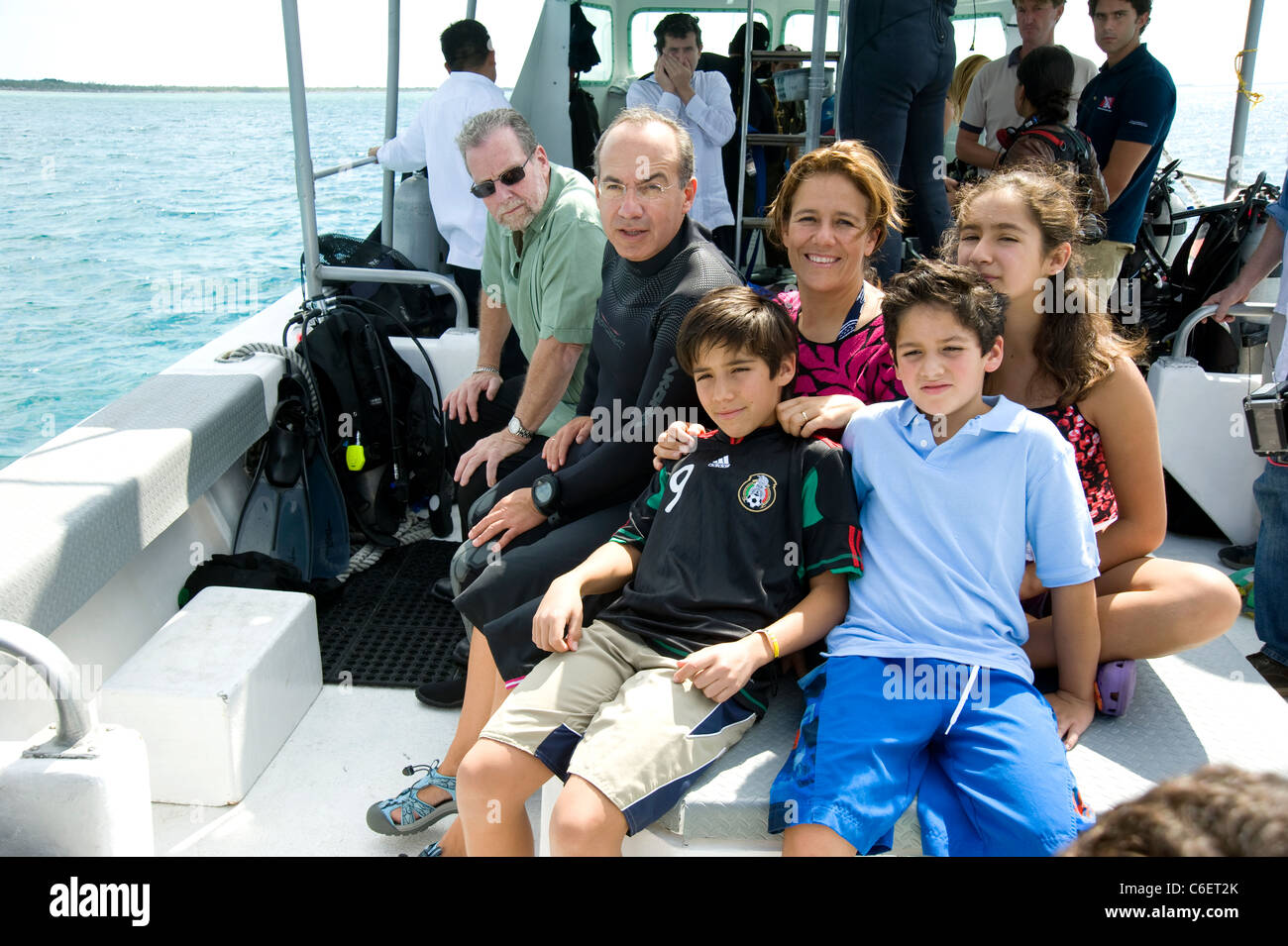 President Felipe Calderon of Mexico with his family and Peter Greenberg ...