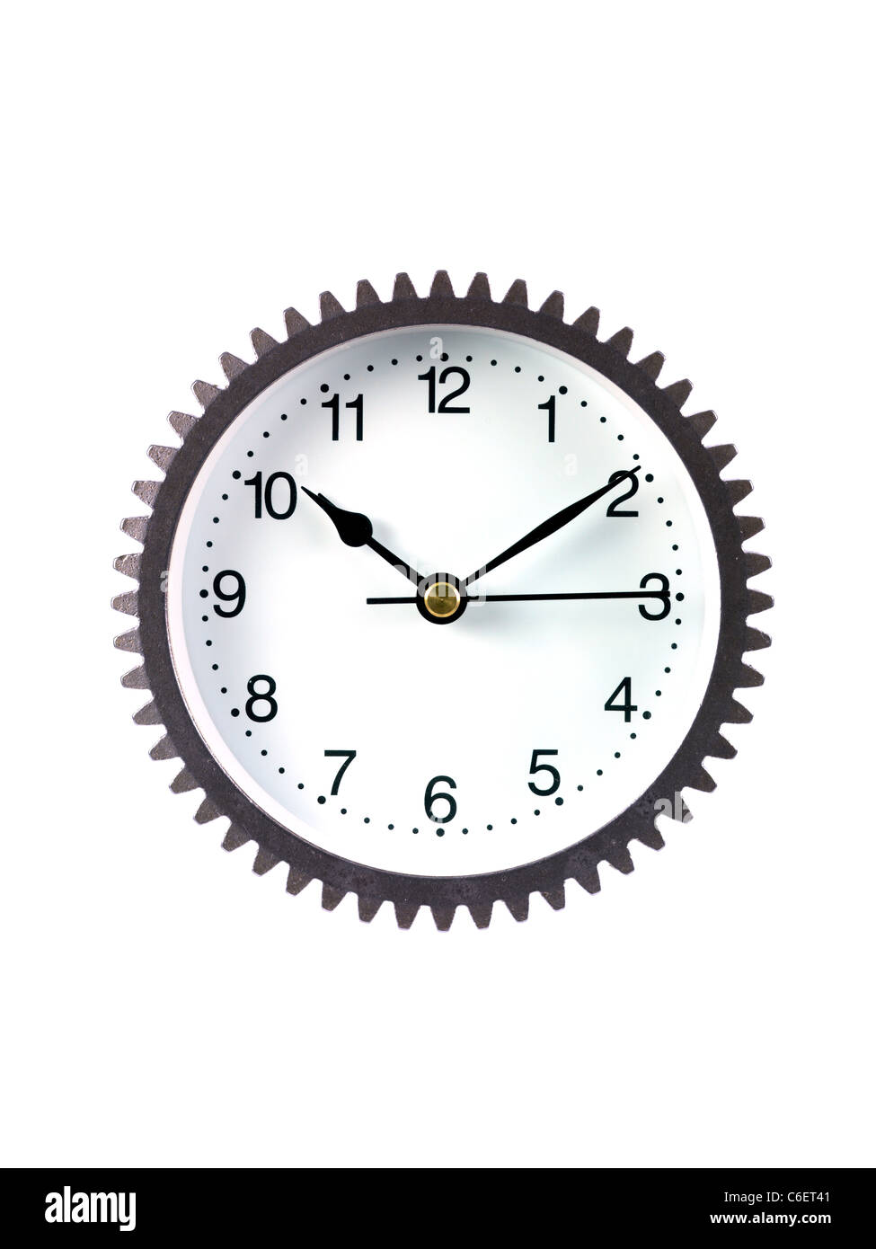 An analogue clock set against a white background Stock Photo - Alamy