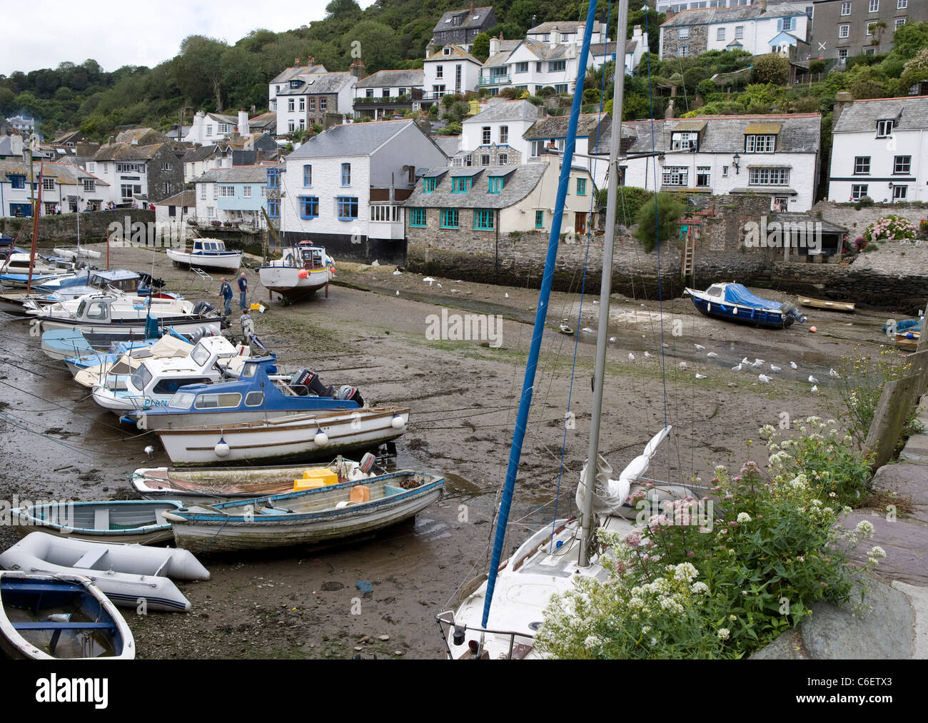 Cornish Fishing Village Town Port Polperro Stock Photo - Alamy