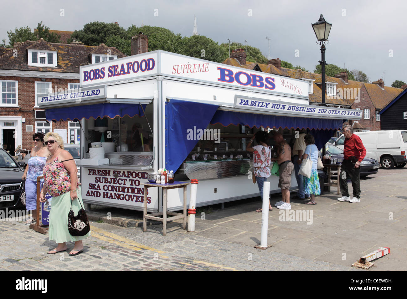 Bob's seaford stall Folkestone Harbour Kent Stock Photo - Alamy