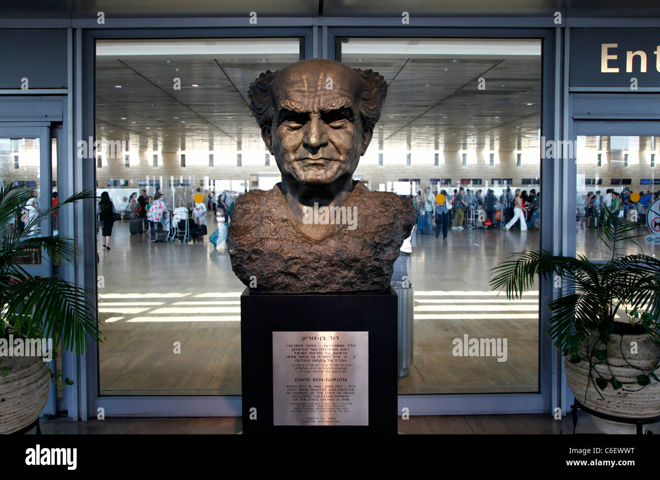 A bronze statue of the first Israeli Prime Minister David Ben Gurion ...