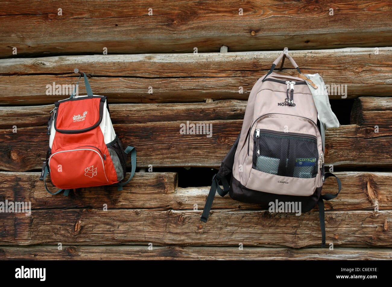 Two rucksacks wall hi-res stock photography and images - Alamy
