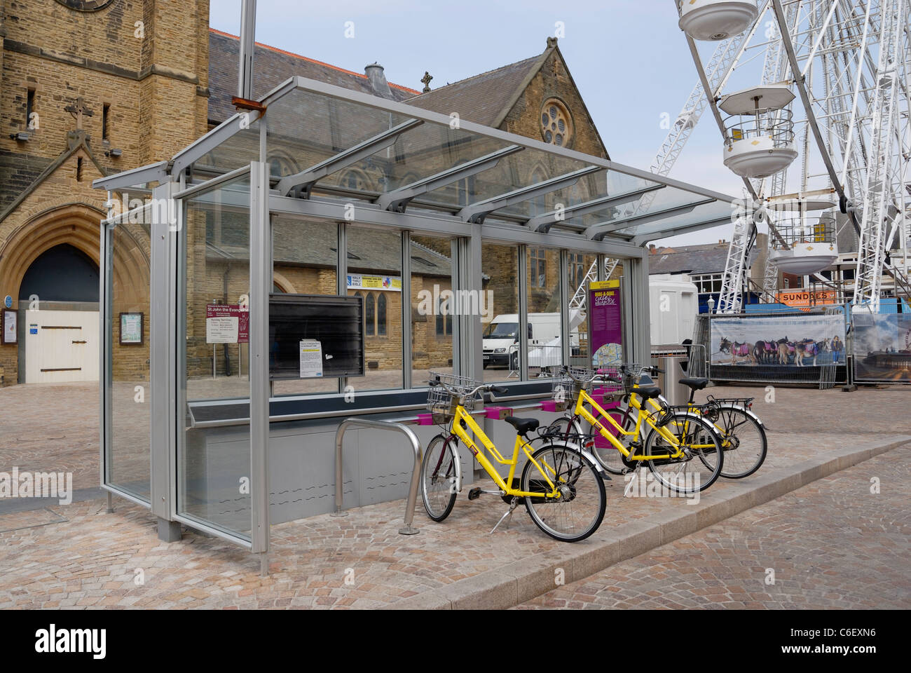 Hire a Bike - bicycle hire facility in Blackpool Stock Photo - Alamy