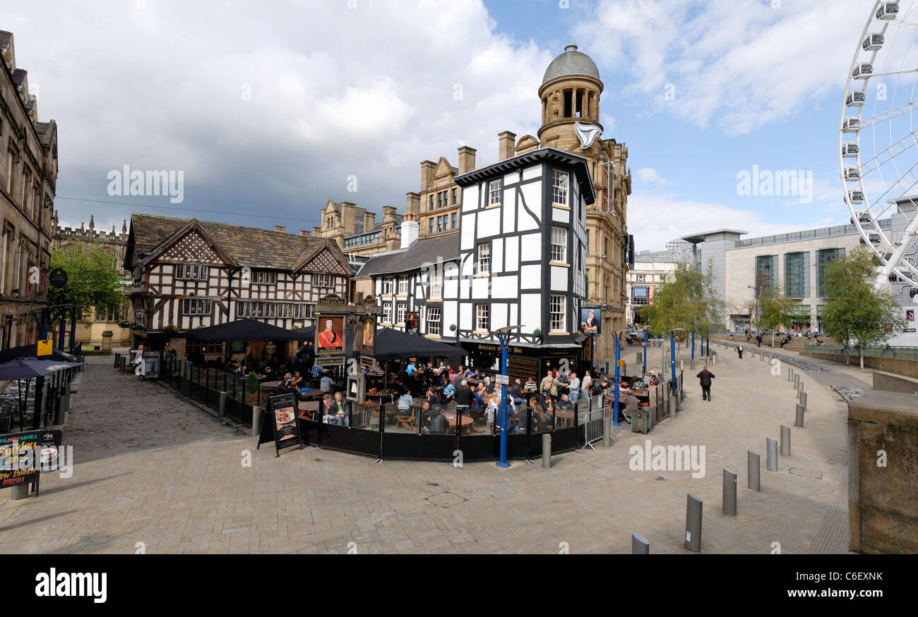 Shambles Square in Manchester. The Old Wellington Inn and Sinclaires ...