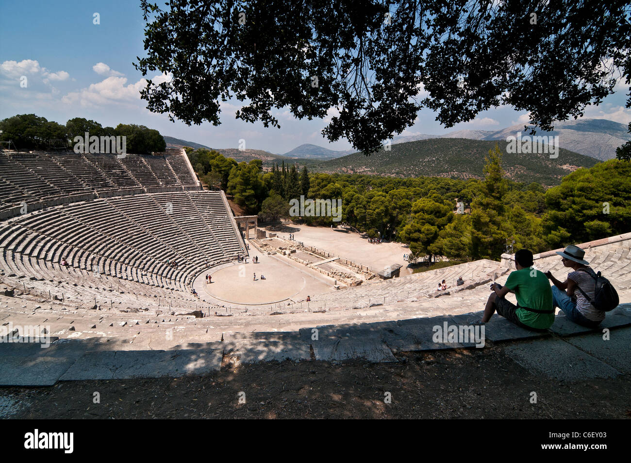 The Classical Greek theatre at Ancient Epidaurus, Argolid, Peloponnese ...