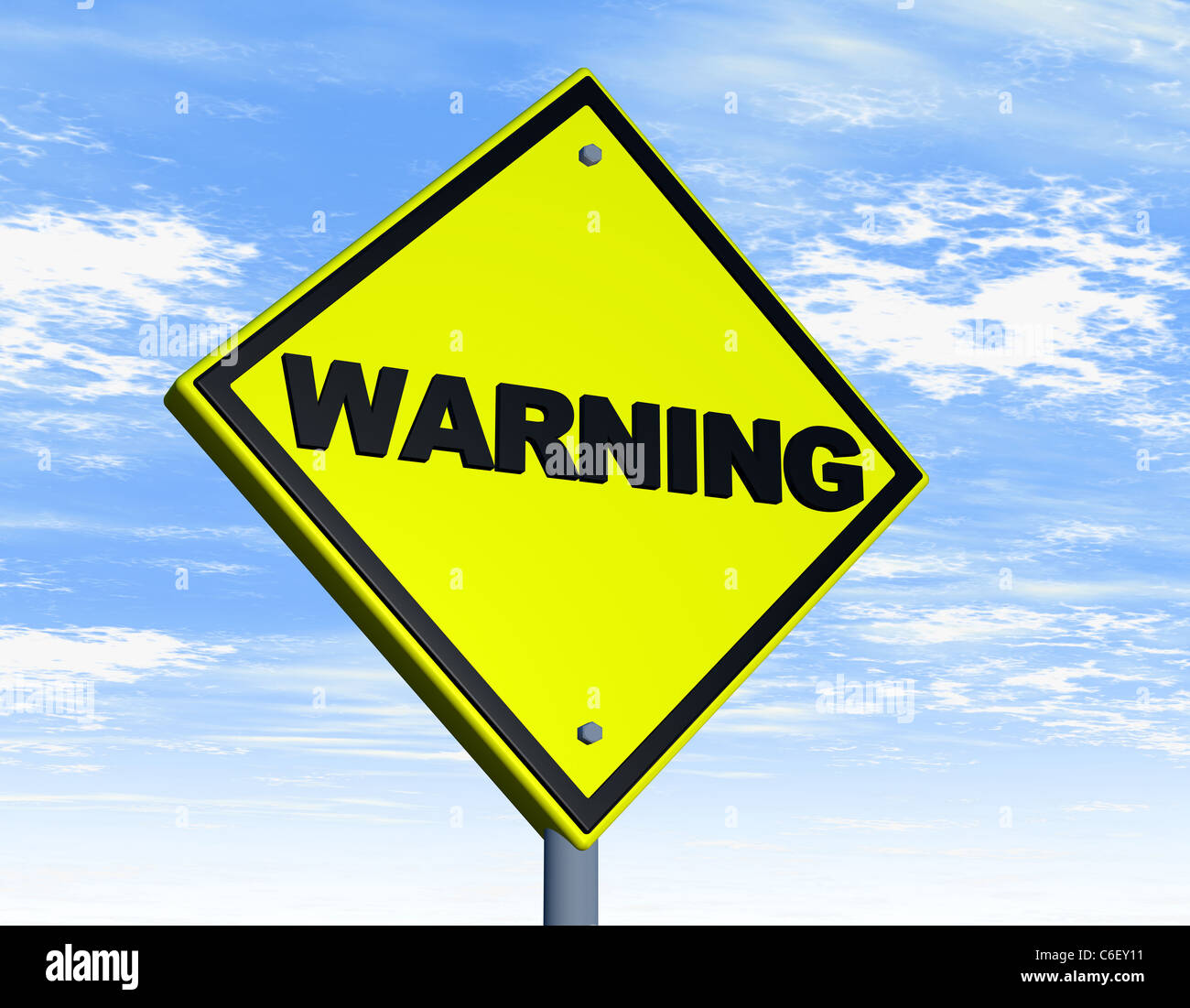 Road sign with warning word over a yellow background Stock Photo - Alamy