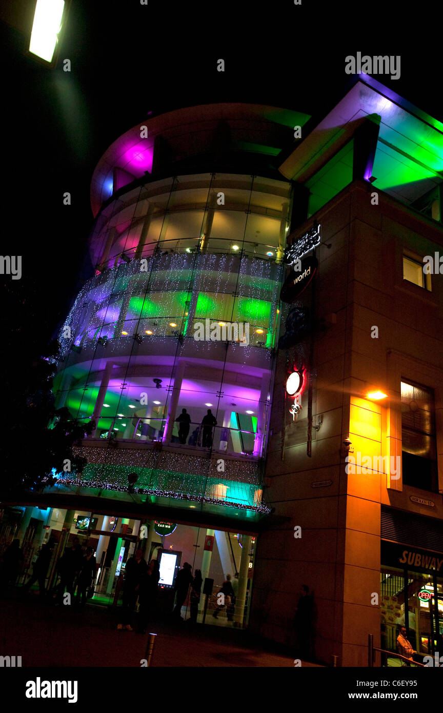 Modern glass building at night Stock Photo - Alamy