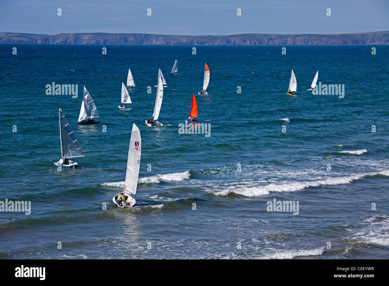 Summer Regatta sailing boats at Little Haven Pembrokeshire Wales UK ...