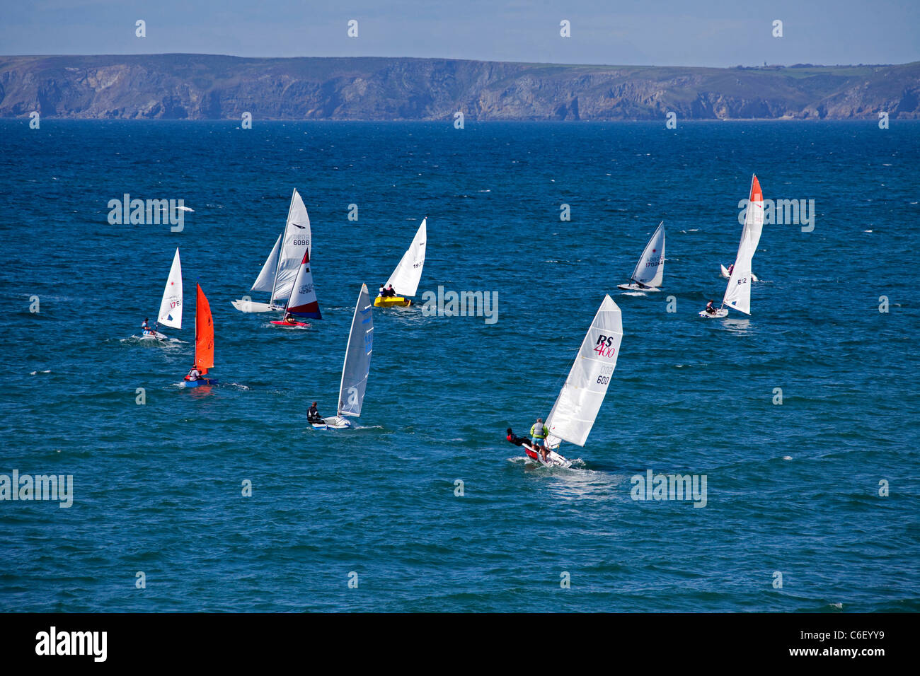 Summer Regatta sailing boats at Little Haven Pembrokeshire Wales UK ...