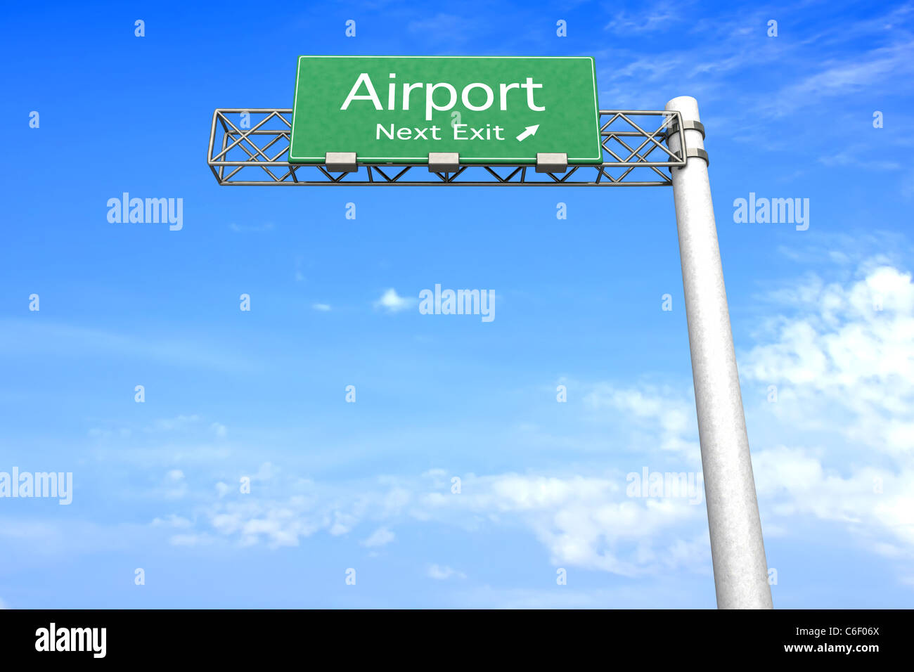 Highway Sign - next exit to the Airport Stock Photo - Alamy