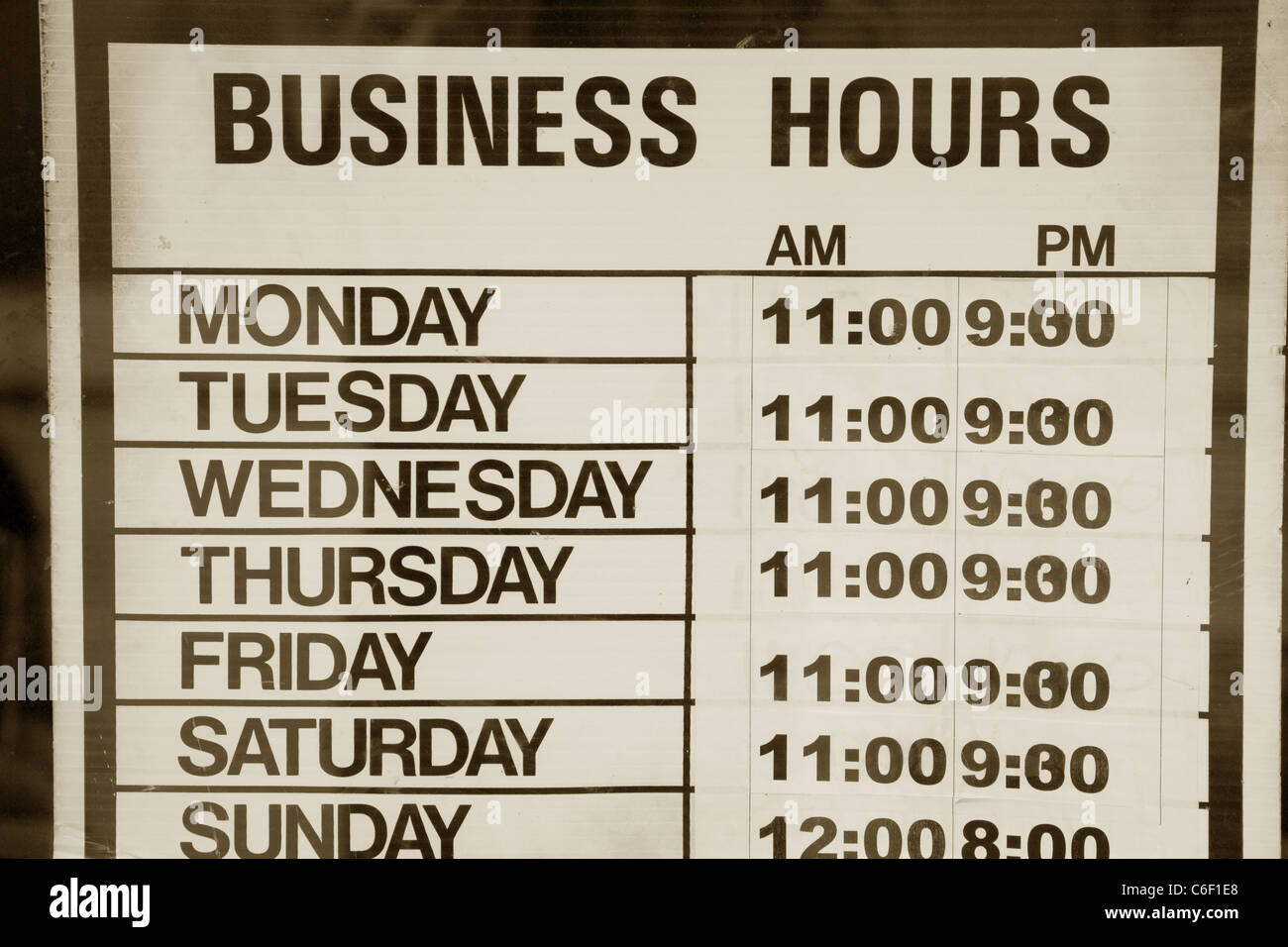 business hours sign for background Stock Photo - Alamy