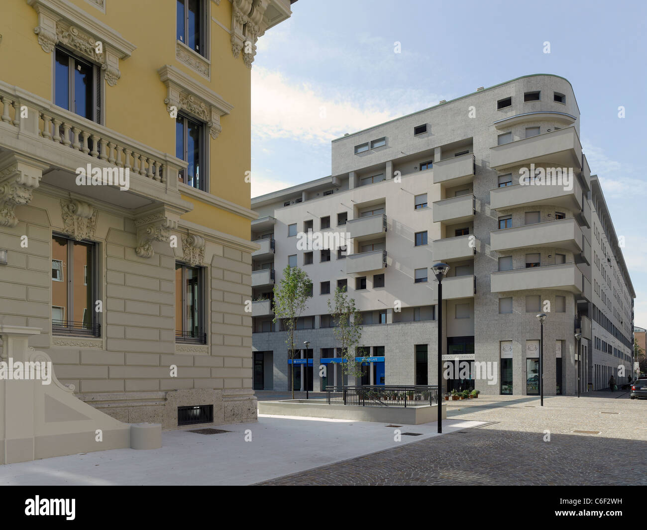 Modern Buildings in a contemporary square in an italian city Stock ...